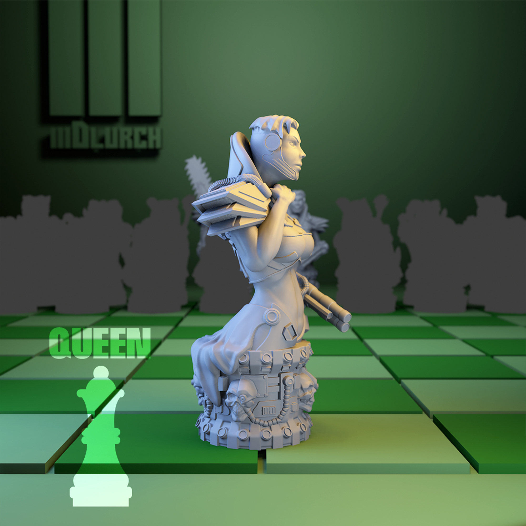 STL file Cyborg chess queen・3D printable model to download・Cults