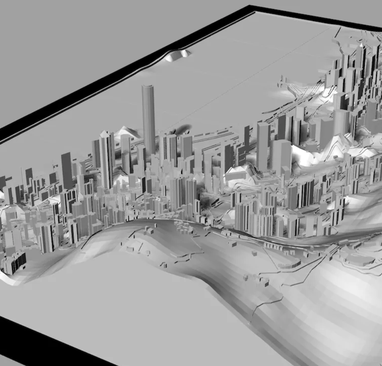 STL file HONG KONG FRAMED WALL ART CITYSCAPE ARCHITECTURE BUILDINGS ...