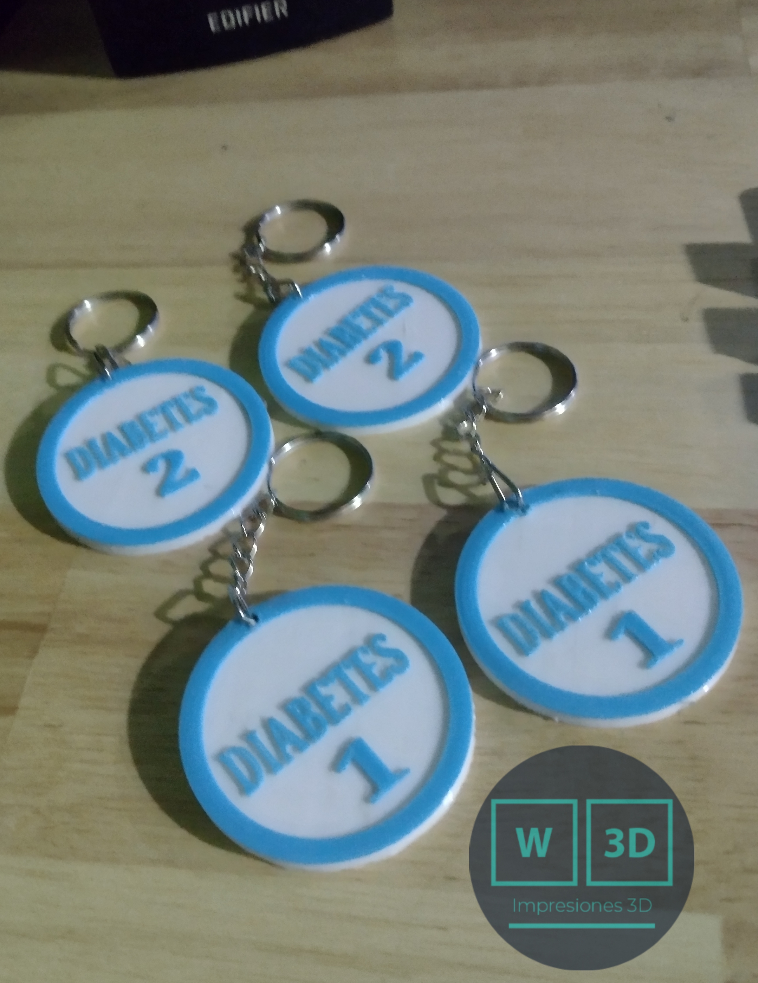 3D printed DIABETES TYPE 2 Identification Key Rings • made with Hellbot ...