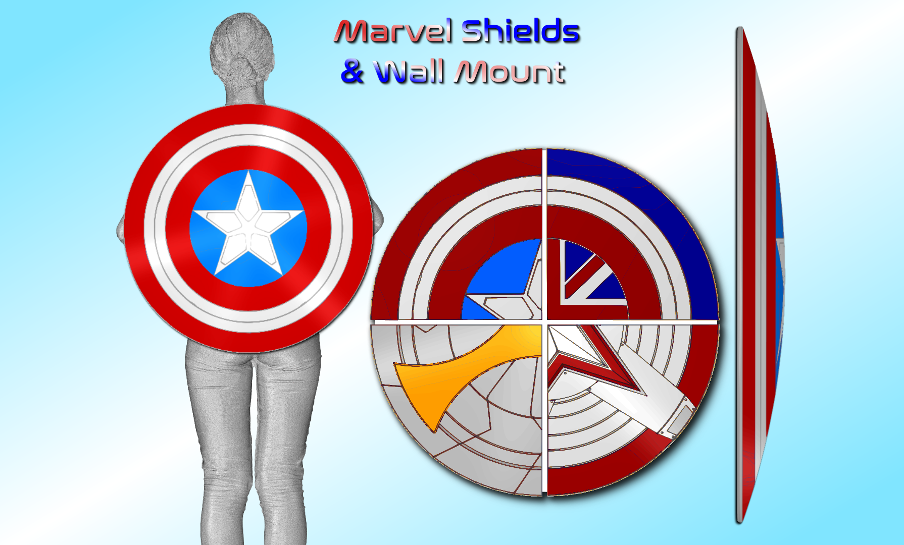 3D file Marvel Shields | Captain America | Taskmaster | Red Guardian ...