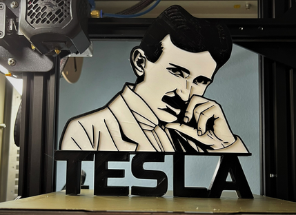 STL file Nikola Tesla desk art・3D printer design to download・Cults