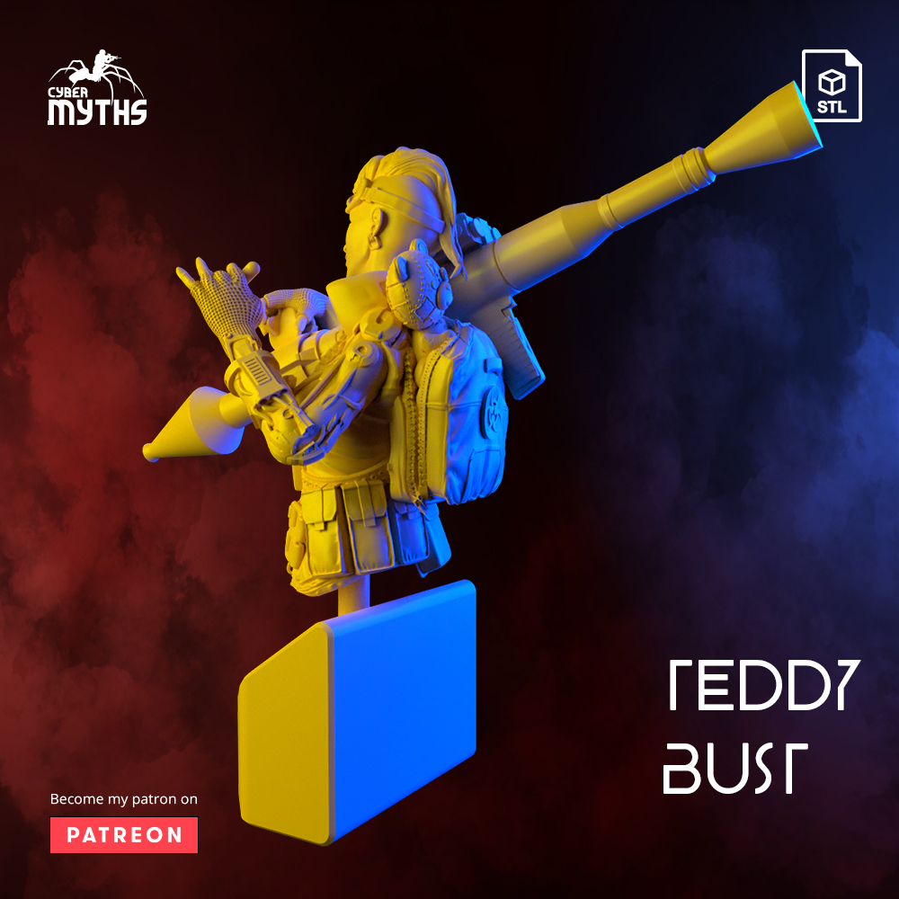 3D file Teddy Warrior Bust Cyber Myths 🧸・3D printing template to ...