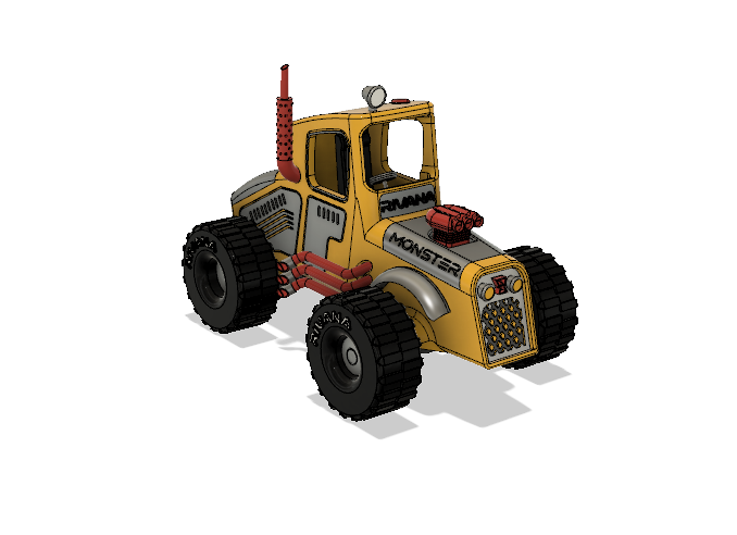 Free STL file Yellow Monster Truck with Movements・3D printer model to ...