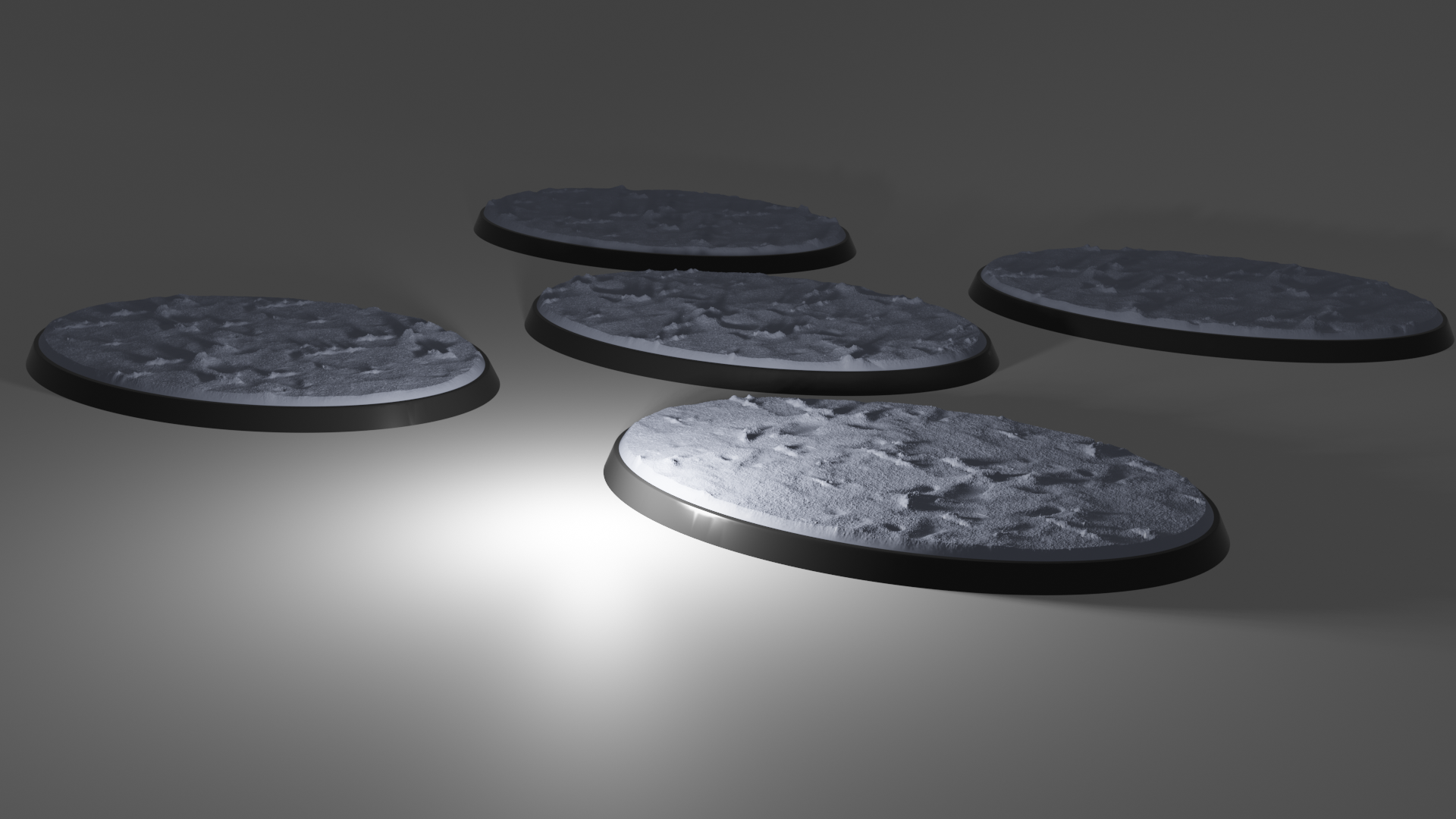 STL file 5x 105mm x 70mm oval bases with snowy ground 🔨・3D printing ...