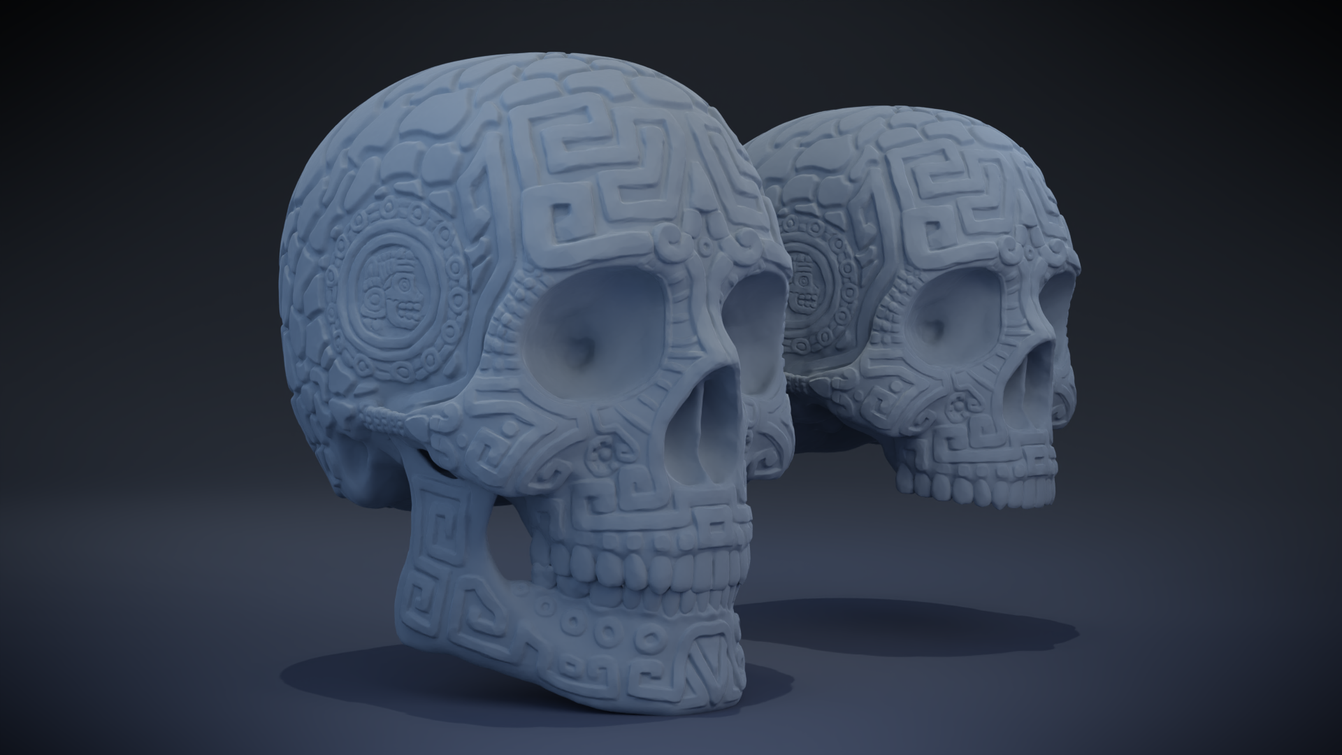 Archivo STL Calavera azteca versión 1 👫・Modelo imprimible en 3D para ...