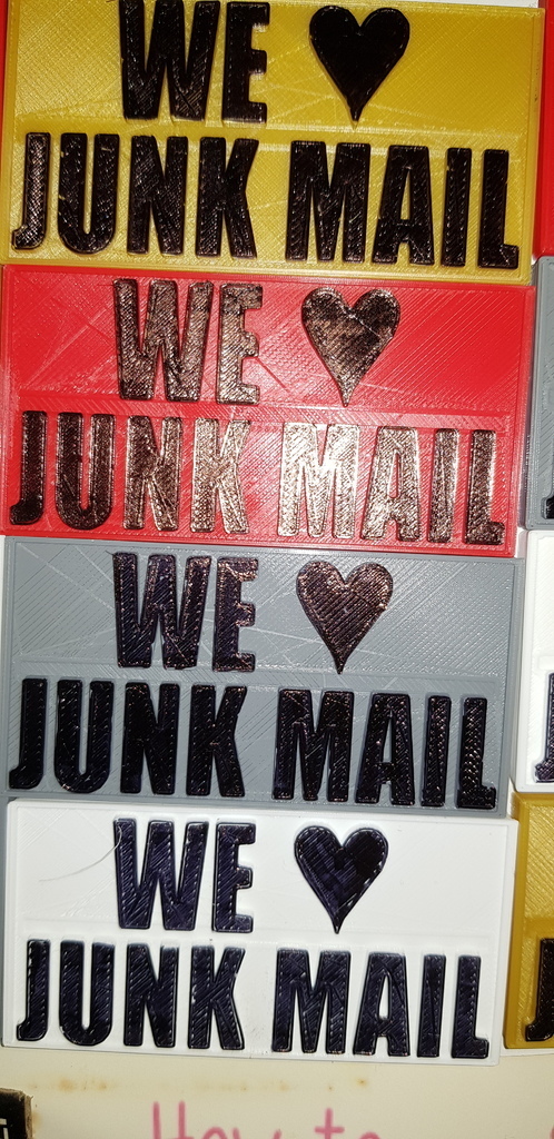 Free 3D file WE ♥ Junk Mail sign ・3D print design to download・Cults