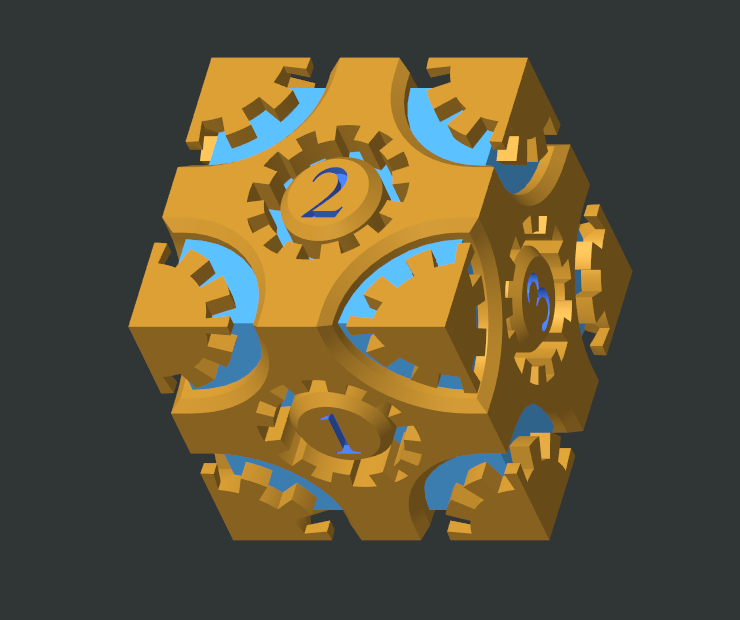 OBJ file Steampunk Hextech cog dice D6・3D printing model to download・Cults
