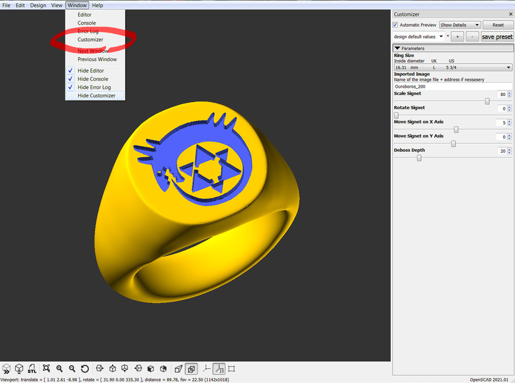 Free 3D file Customizable Signet Ring (OpenSCAD)・Template to download ...
