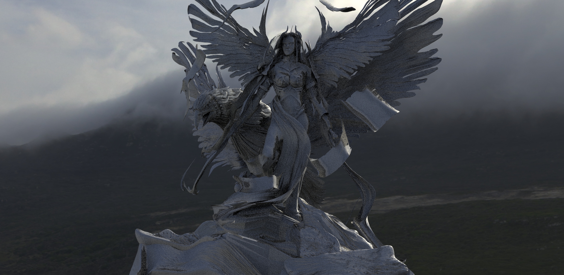 OBJ file Phoenix Rising women model with phoenix 3D model・3D printing ...