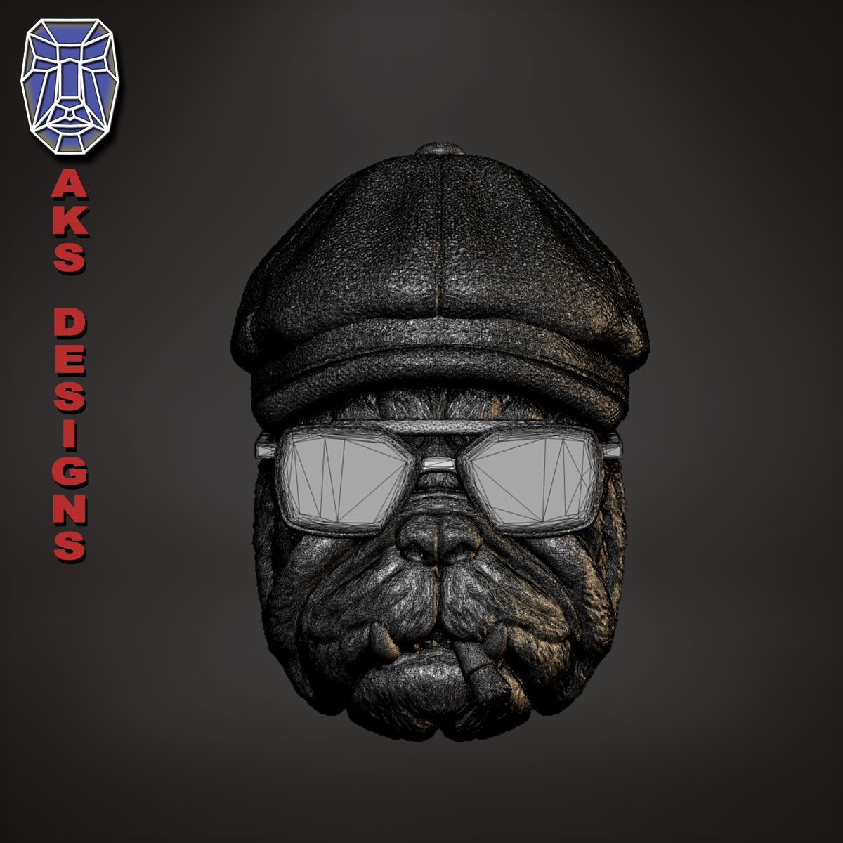 3D file Gangster bulldog version 2 Bas relief wall art 🎨・3D printer ...