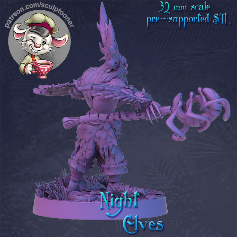 Free STL file Stormrage Night Elf attack posed - 32mm scale printable ...