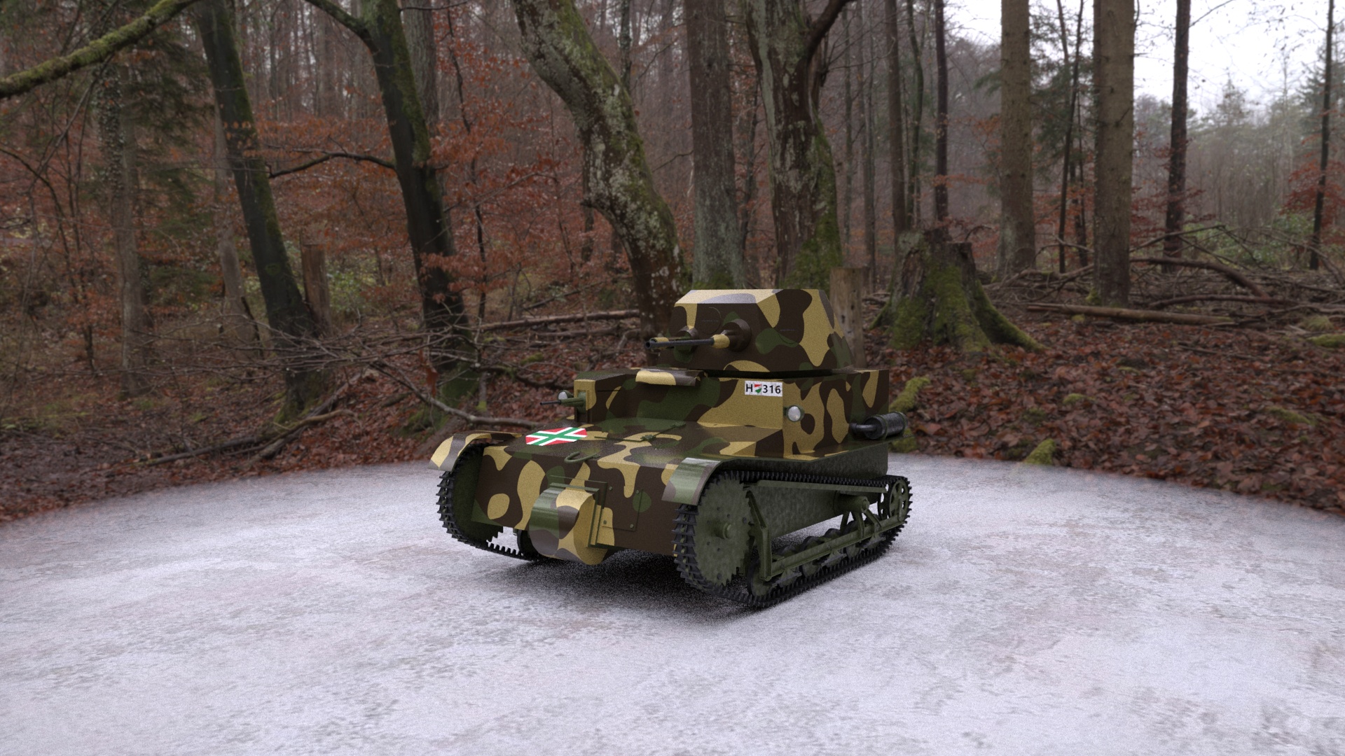 OBJ file "Fejes Harckocsi" - Hungarian Interwar Tankette・Template to ...