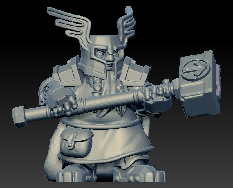 Free OBJ file Warrior dwarf with two-handed hammer・3D printer model to ...