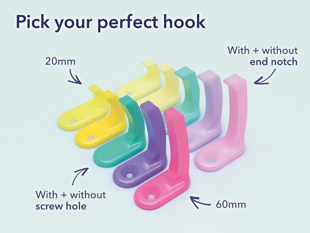 Free STL file Hooks! 20 different hooks・3D print design to download・Cults