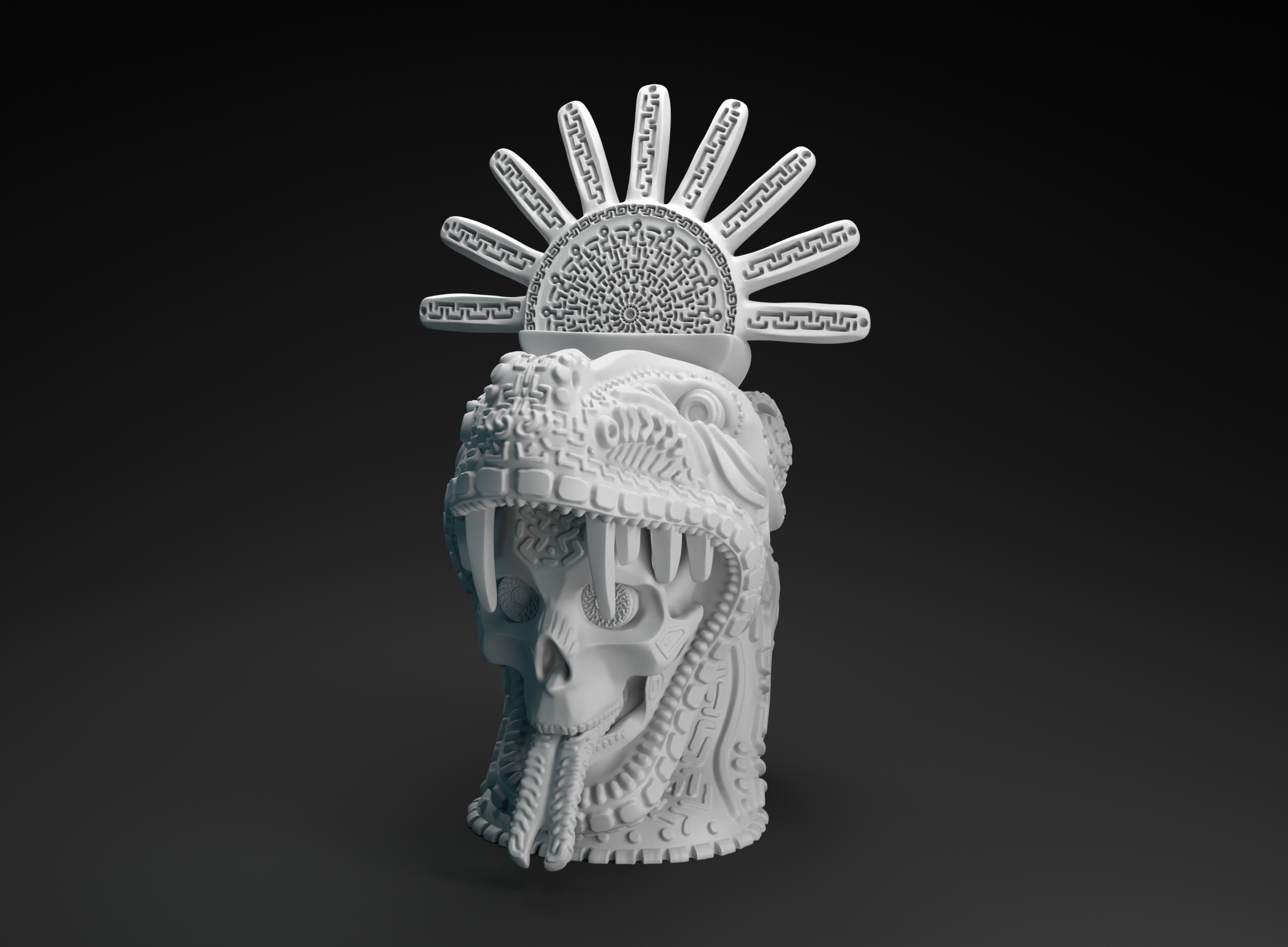 3D file Aztec decorated skull 💀・Design to download and 3D print・Cults