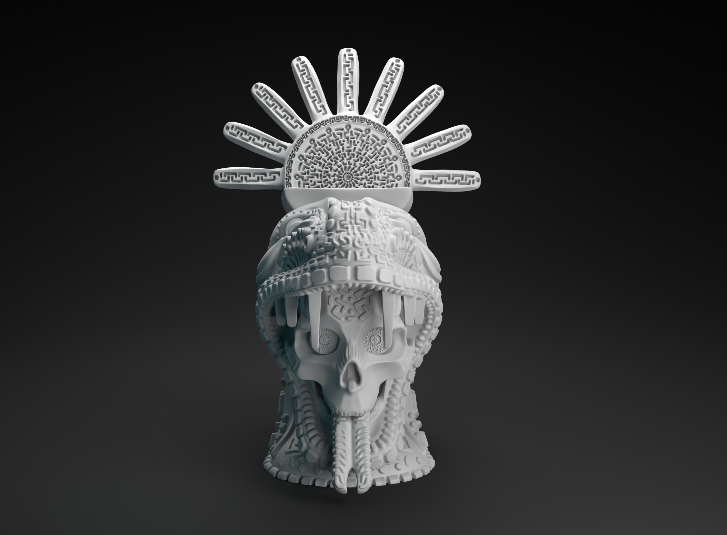 3D file Aztec decorated skull 💀・Design to download and 3D print・Cults