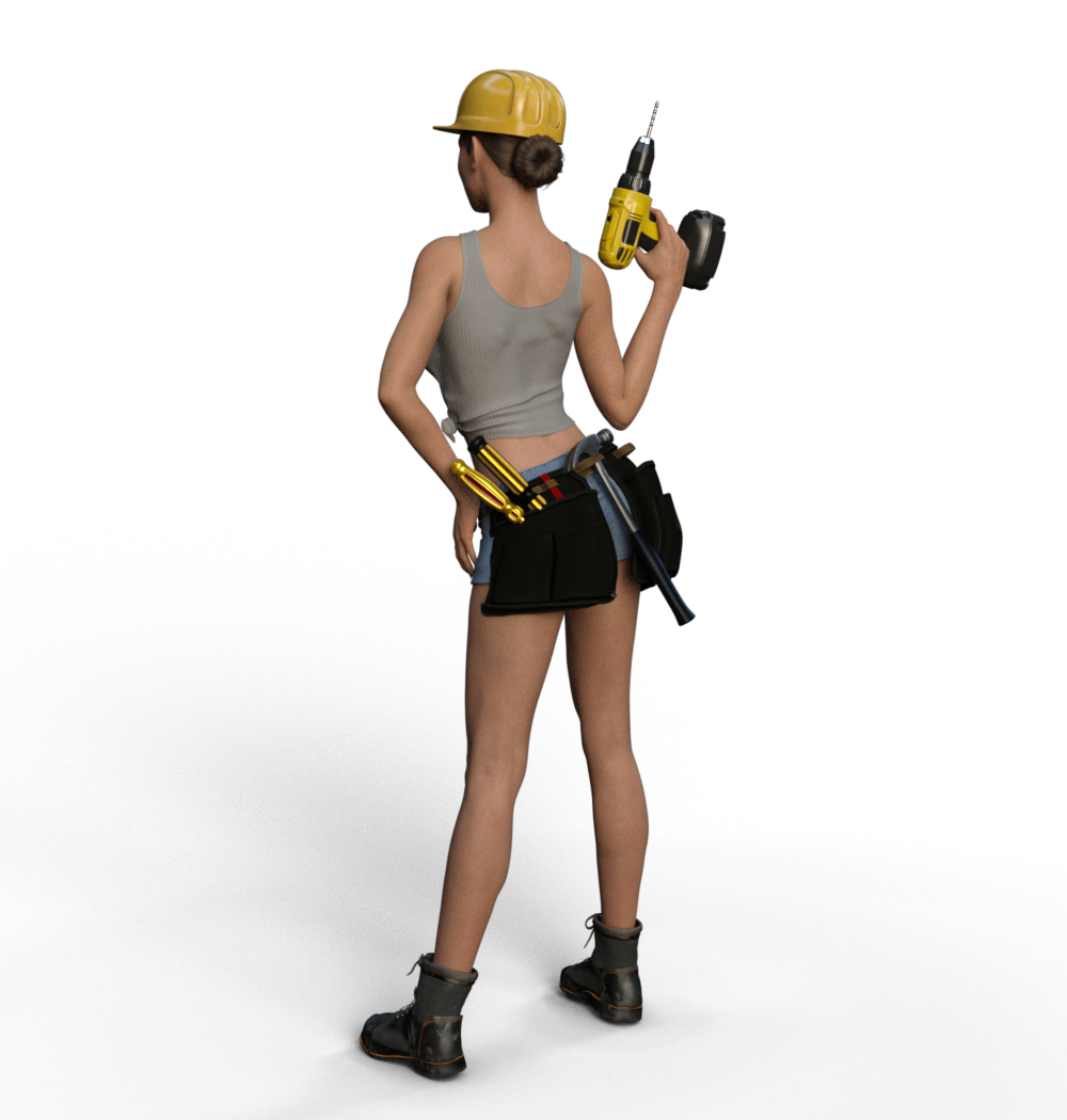 STL file WOMAN BUILDER WITH DRILL・Model to download and 3D print・Cults