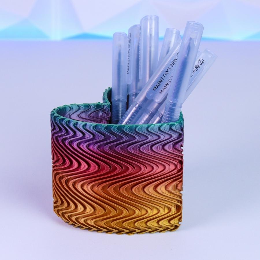 3D file wavy heart pen holder Love gift 💜・3D print model to download・Cults