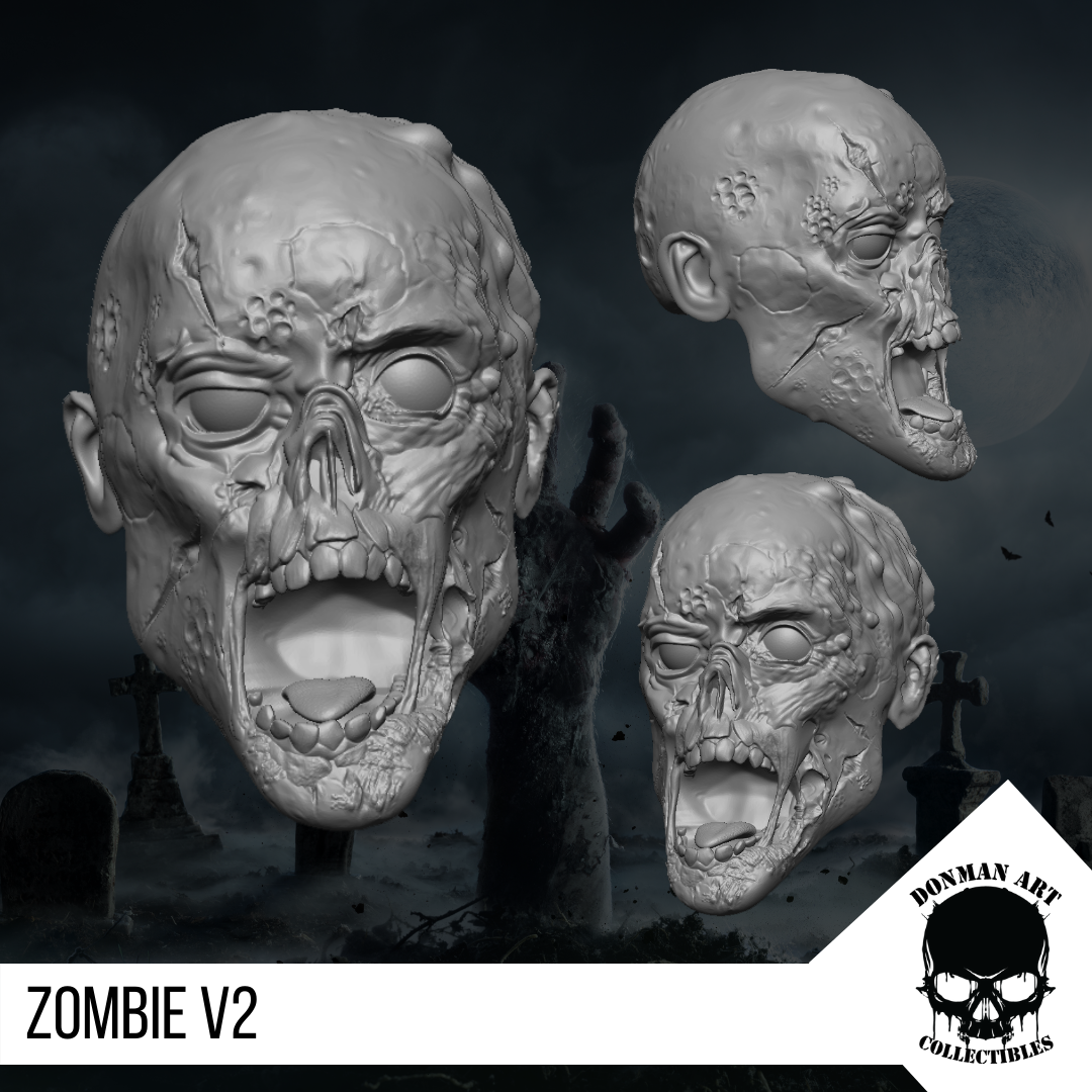 Archivo STL The Zombie V2 Head for action figures・Plan para descargar y ...