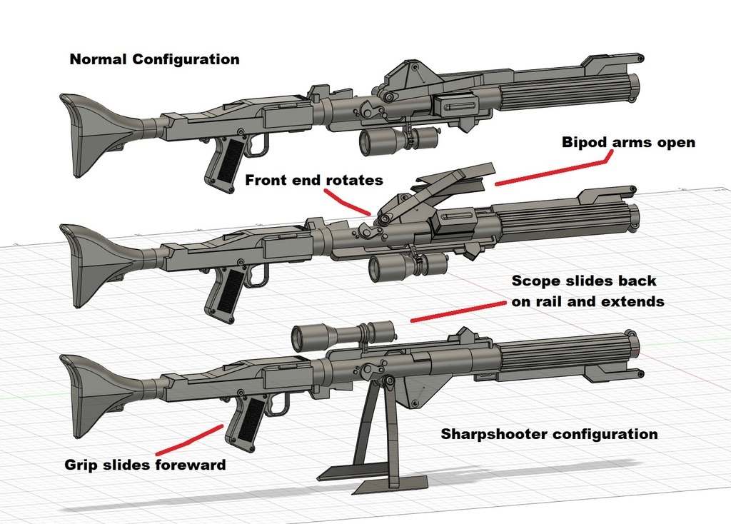 Free 3D file Sharpshooter mode and mid transformation versions Star Wars DC15 A rifle with ...