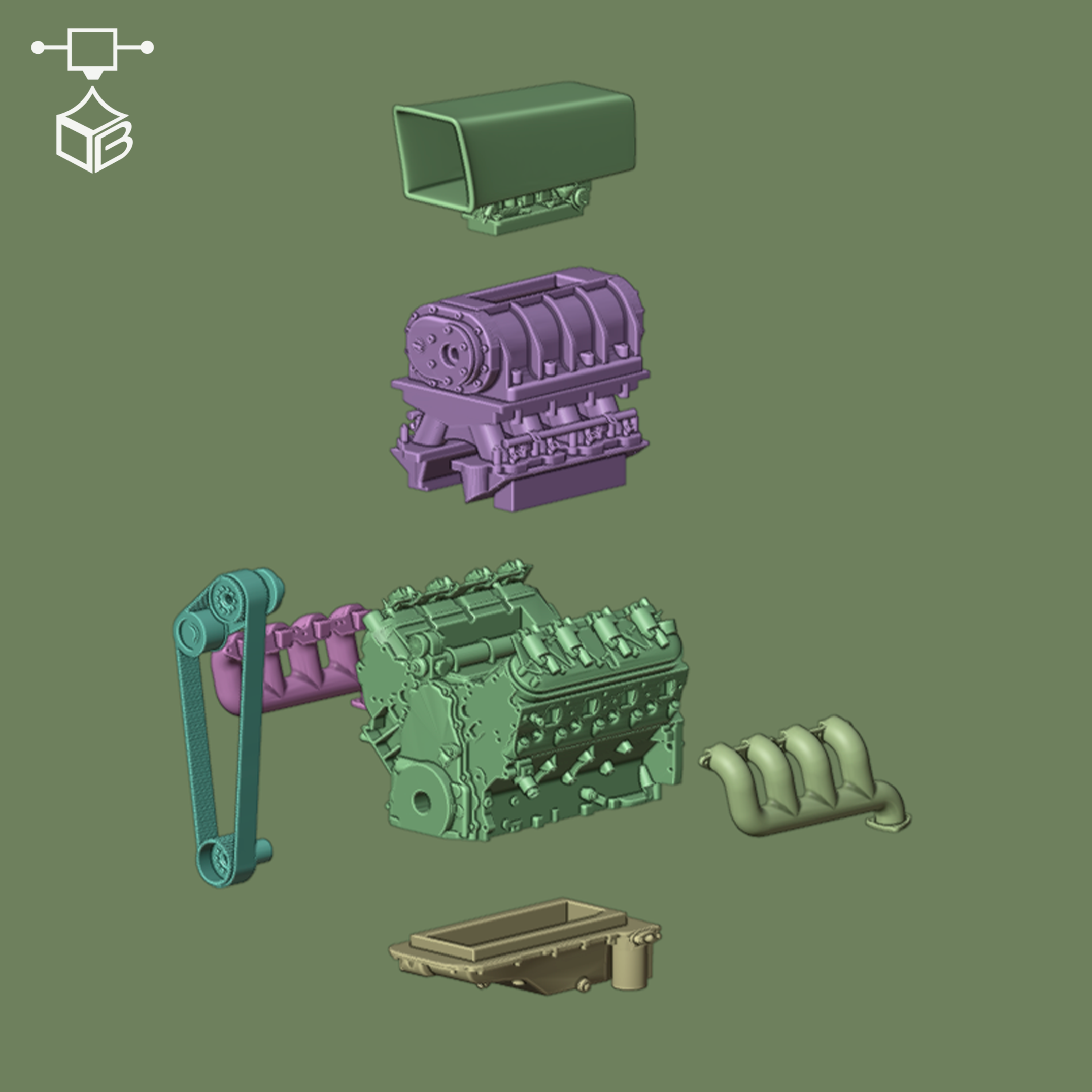 STL file ENGINE LSX V8 SUPERCHARGED・3D print design to download・Cults