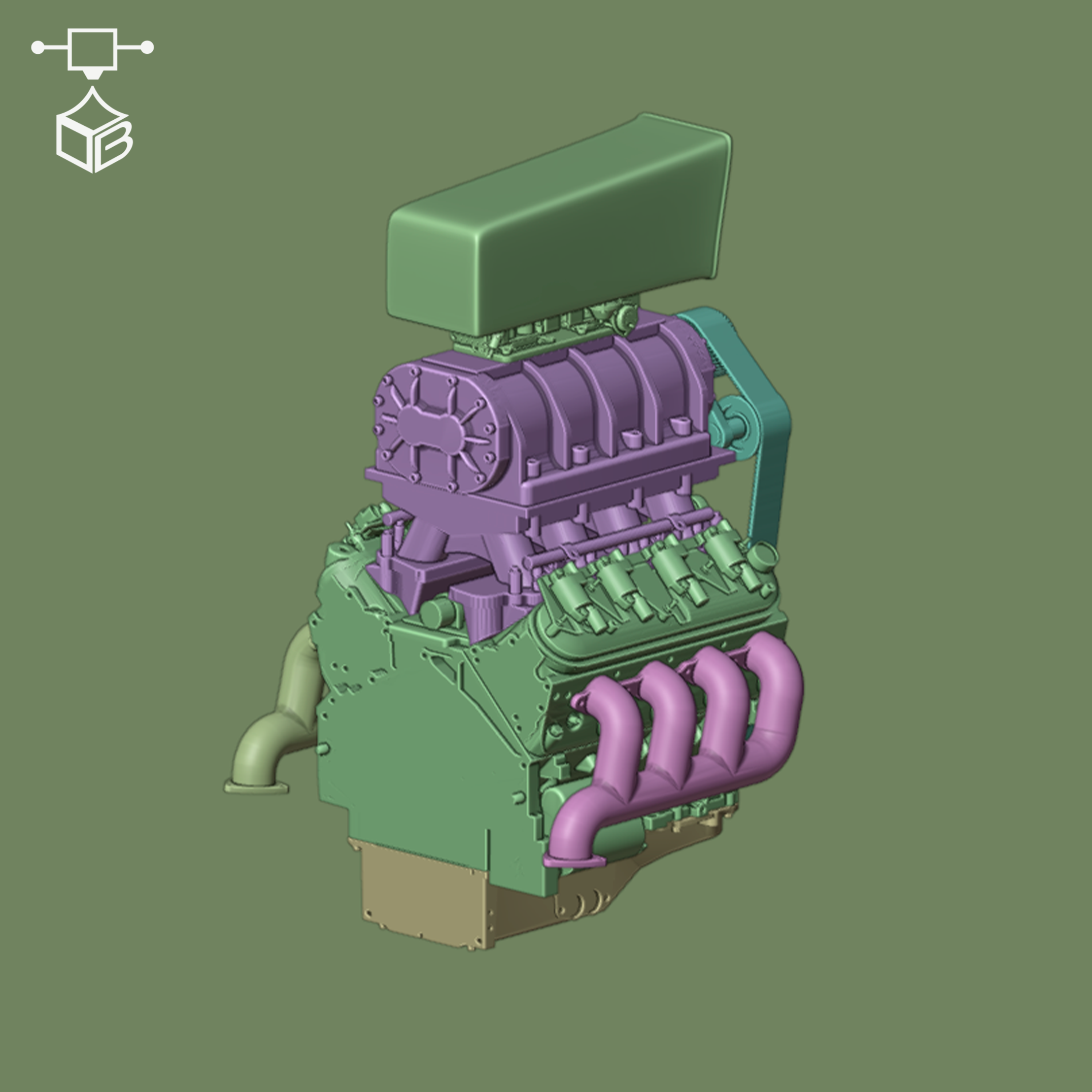 STL file ENGINE LSX V8 SUPERCHARGED・3D print design to download・Cults