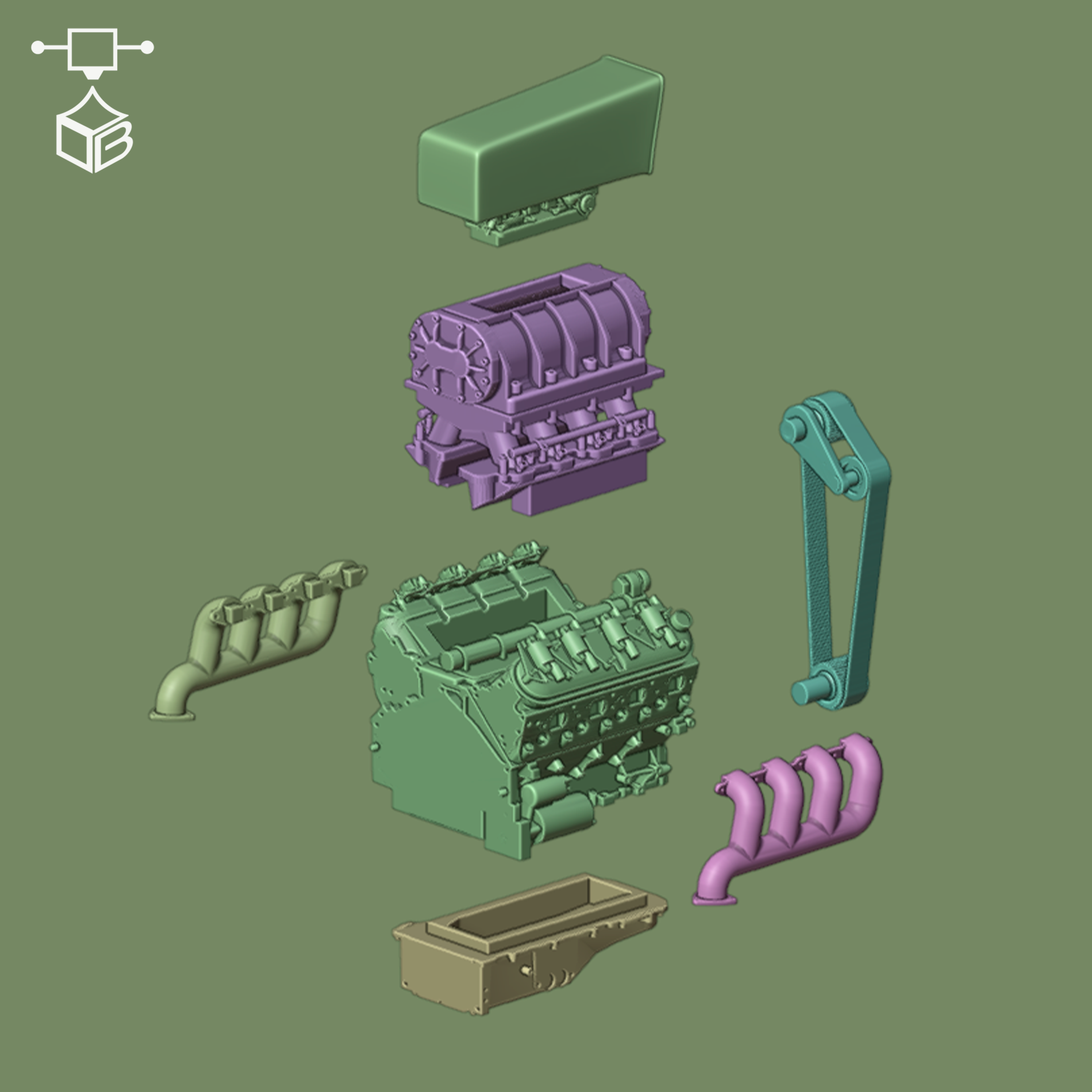 STL file ENGINE LSX V8 SUPERCHARGED・3D print design to download・Cults