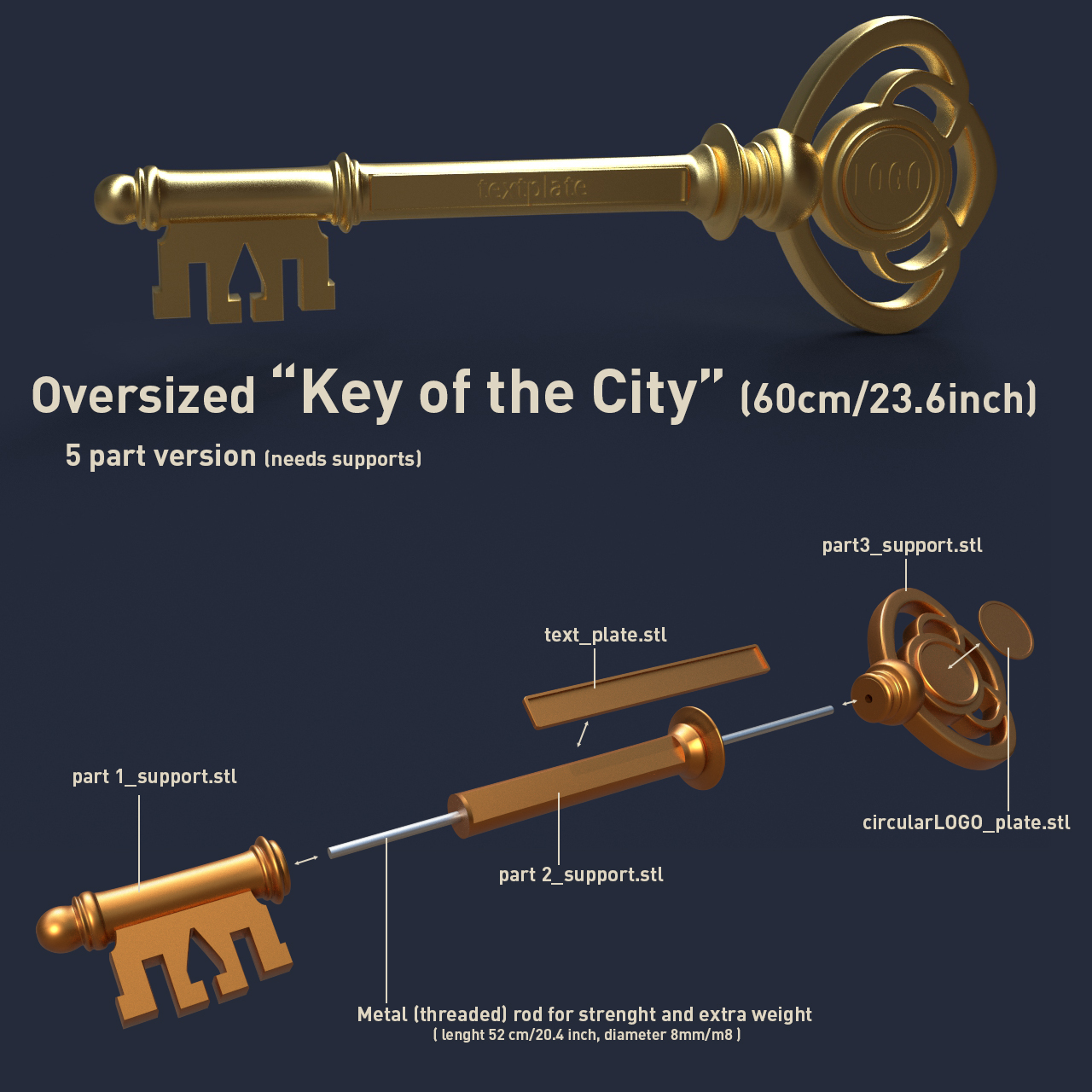 STL file Oversized "Key to the City" (60cm/23.6inch)・3D printable model ...