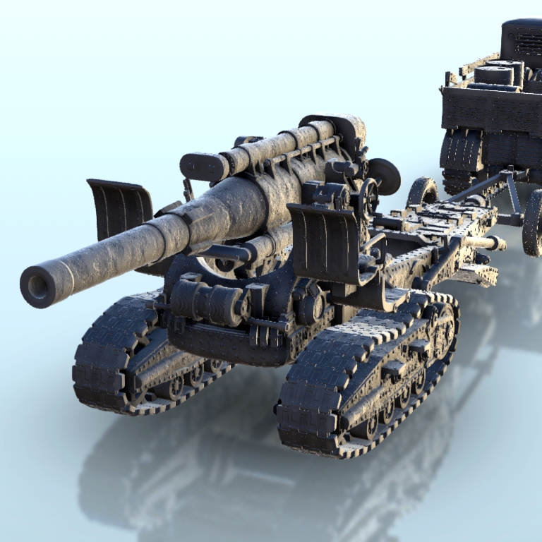 STL file B-4 203 mm howitzer M1931 and Stalinc-2 transport truck - WW2 USSR Russian Flames of ...