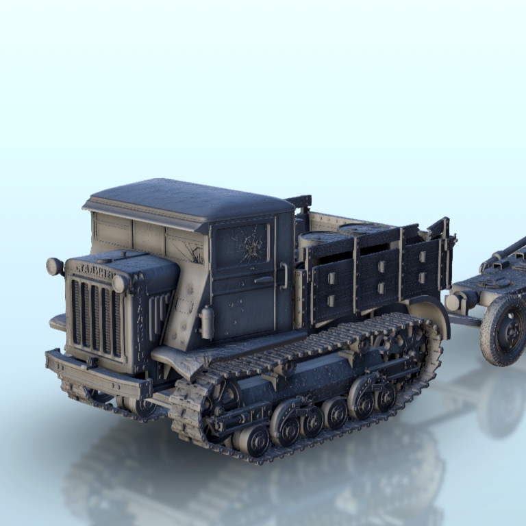 STL file B-4 203 mm howitzer M1931 and Stalinc-2 transport truck - WW2 ...