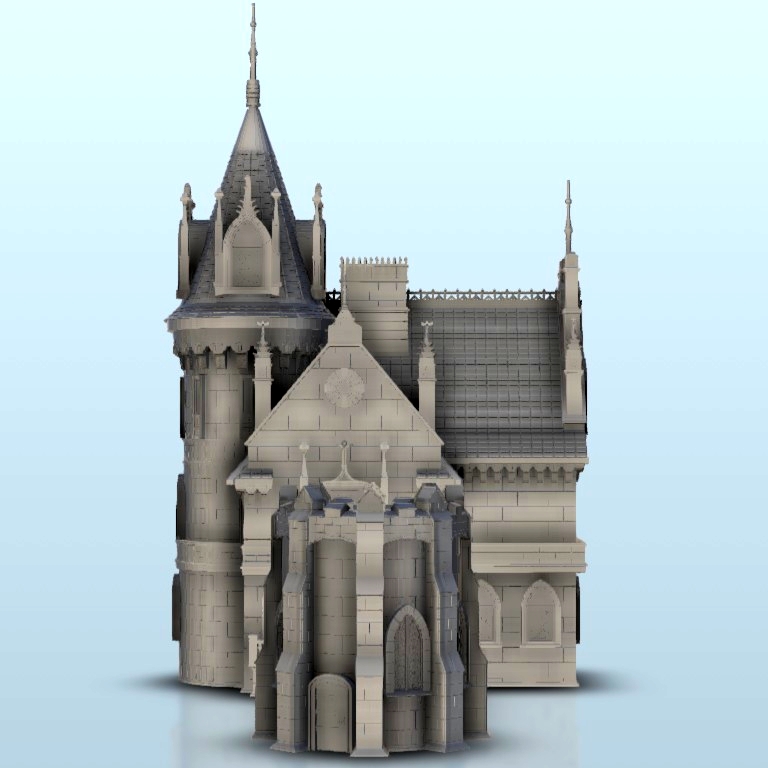 STL file Gothic castle with tower 14 - Medieval Flames of war Bolt ...