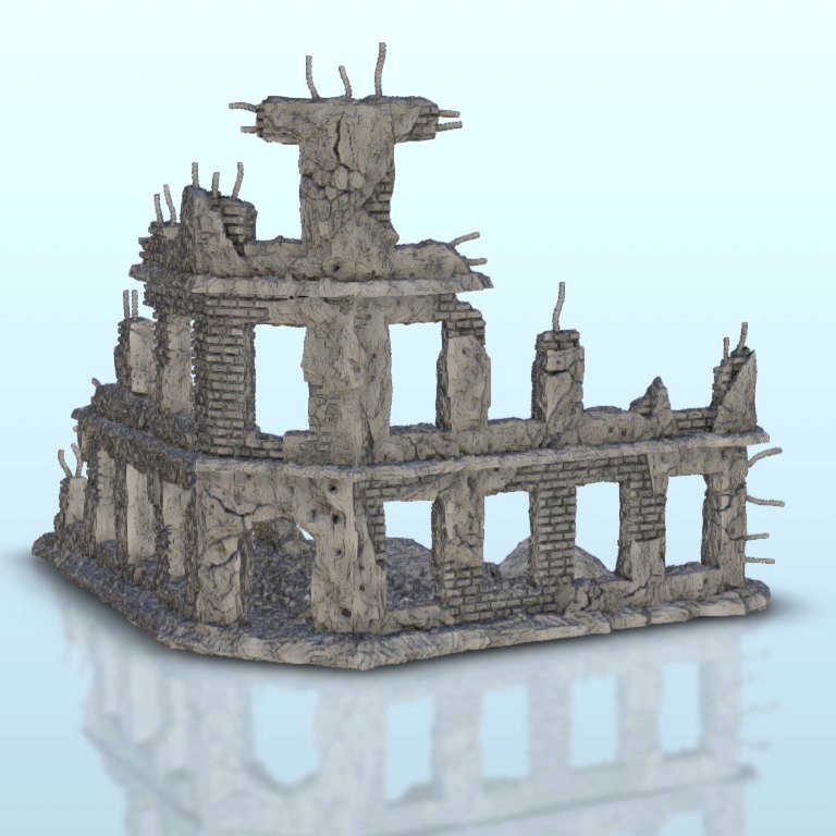 STL file Large corner ruins 16 - Flames of war Bolt Action Modern ruins ...