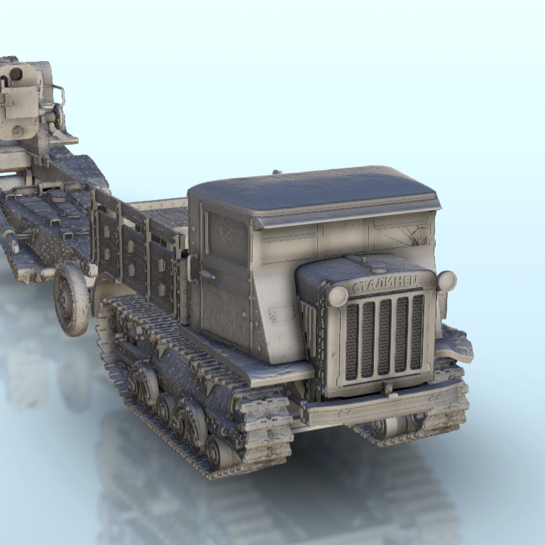 STL file B-4 203 mm howitzer M1931 and Stalinc-2 transport truck - WW2 ...