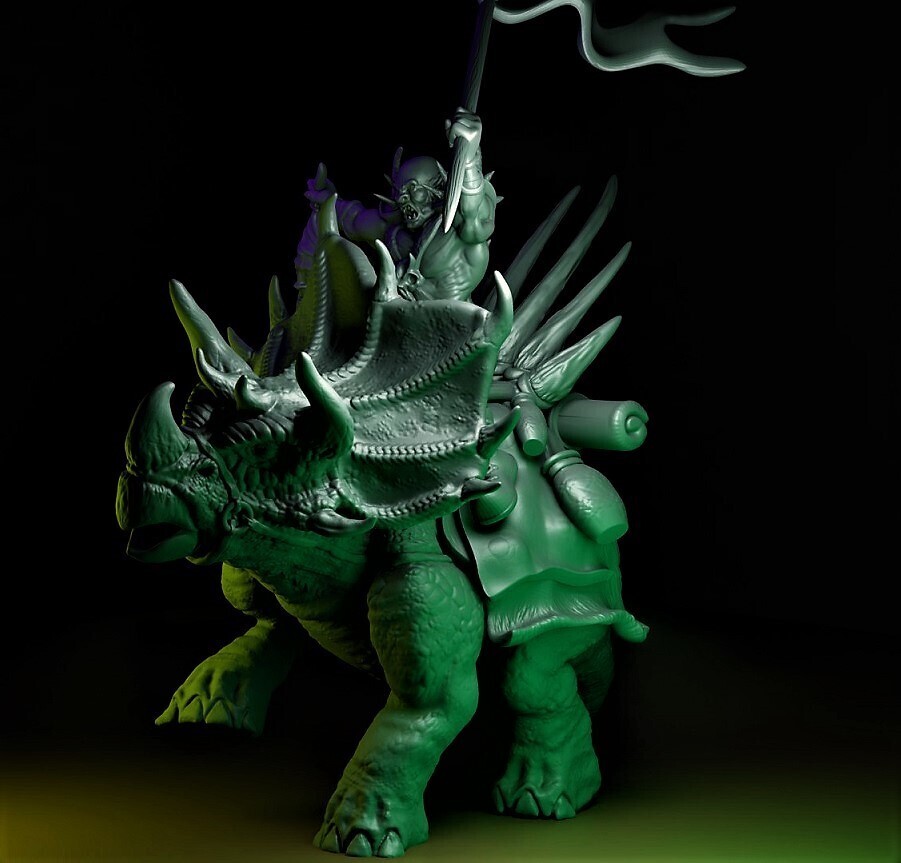 Free STL file Orc Rider on Triceratops (Sort of) 🦖・Design to download ...