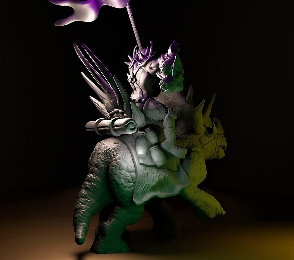 Free STL file Orc Rider on Triceratops (Sort of) 🦖・Design to download ...