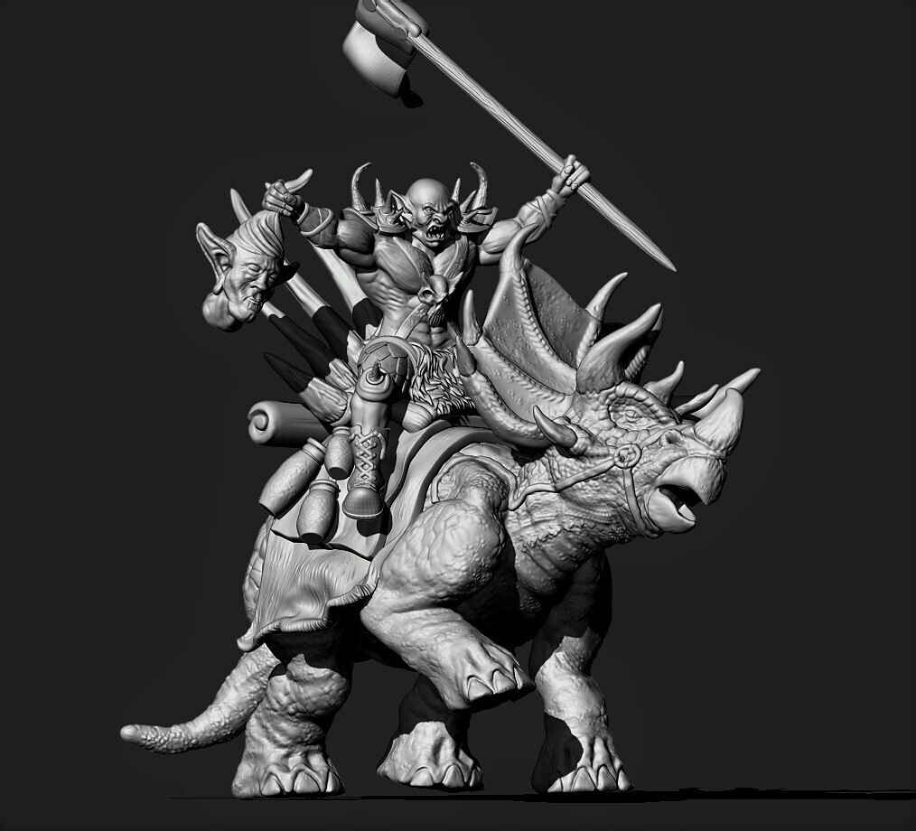 Free STL file Orc Rider on Triceratops (Sort of) 🦖・Design to download ...