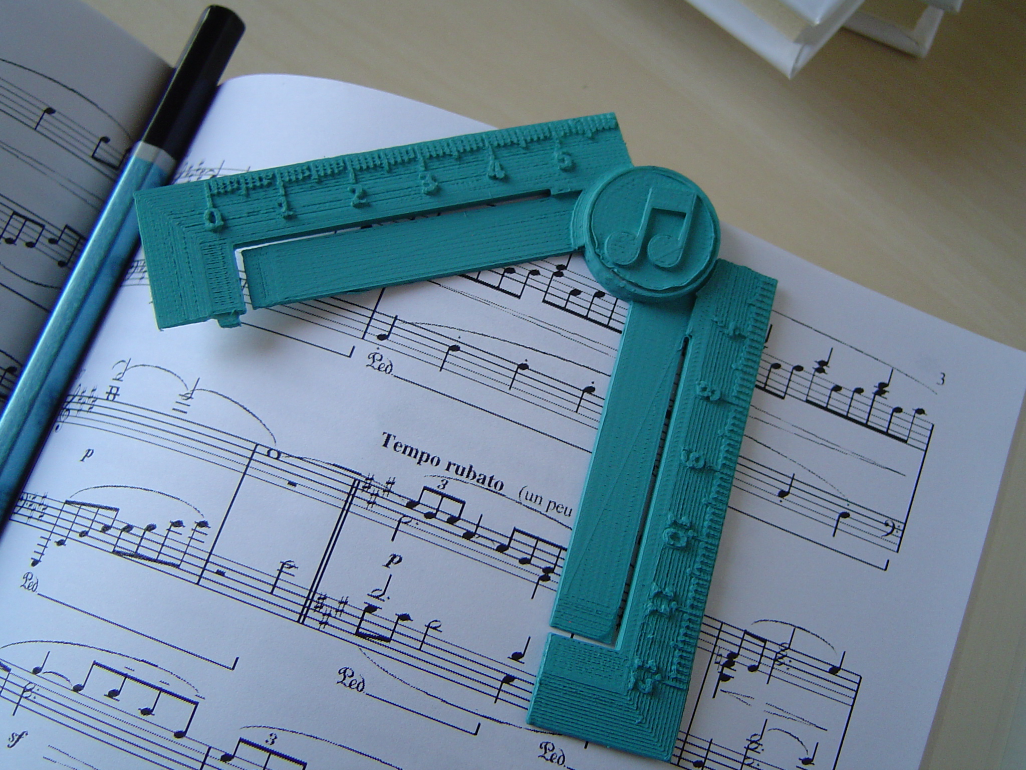 STL file Bookmark Ruler Print in Place with Music Notes Icon | Easy to ...