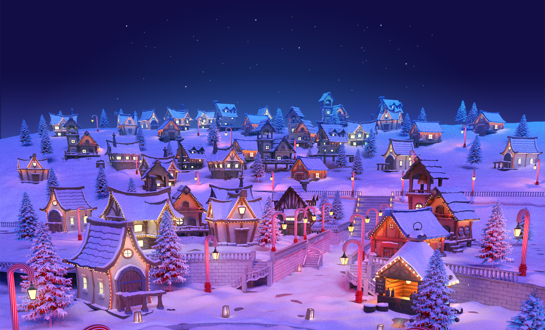 STL file Cylindrical lithophanes "Christmas Village".・3D printer design ...