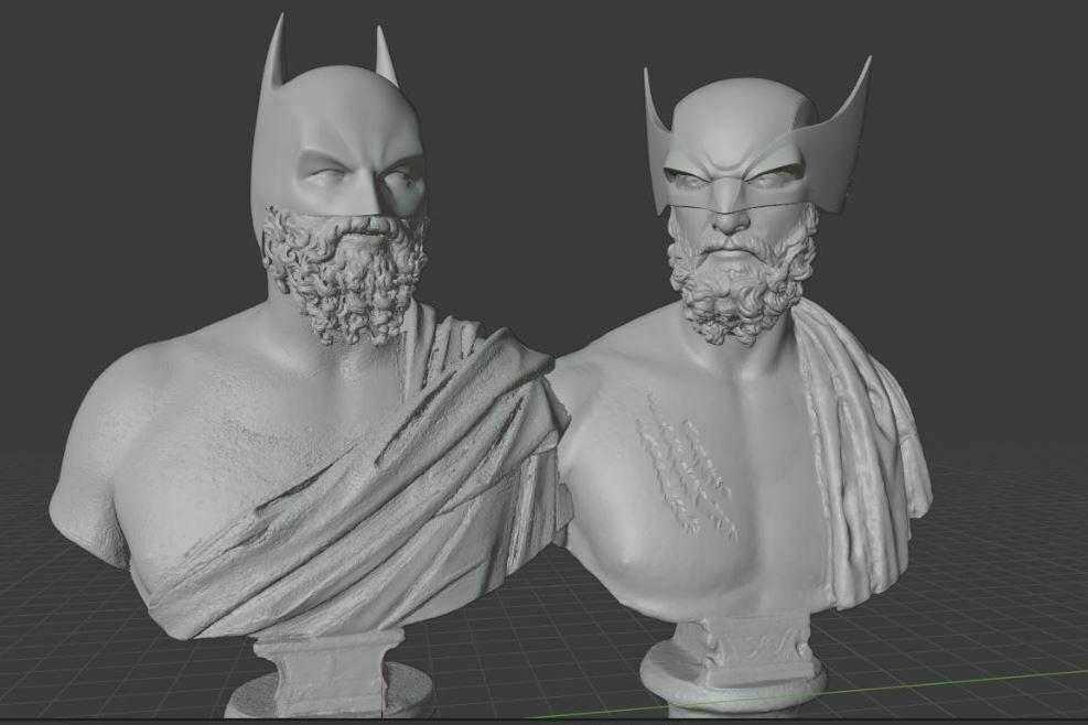 Free 3D file Batman & Wolverine Greek Statue・3D print model to download ...