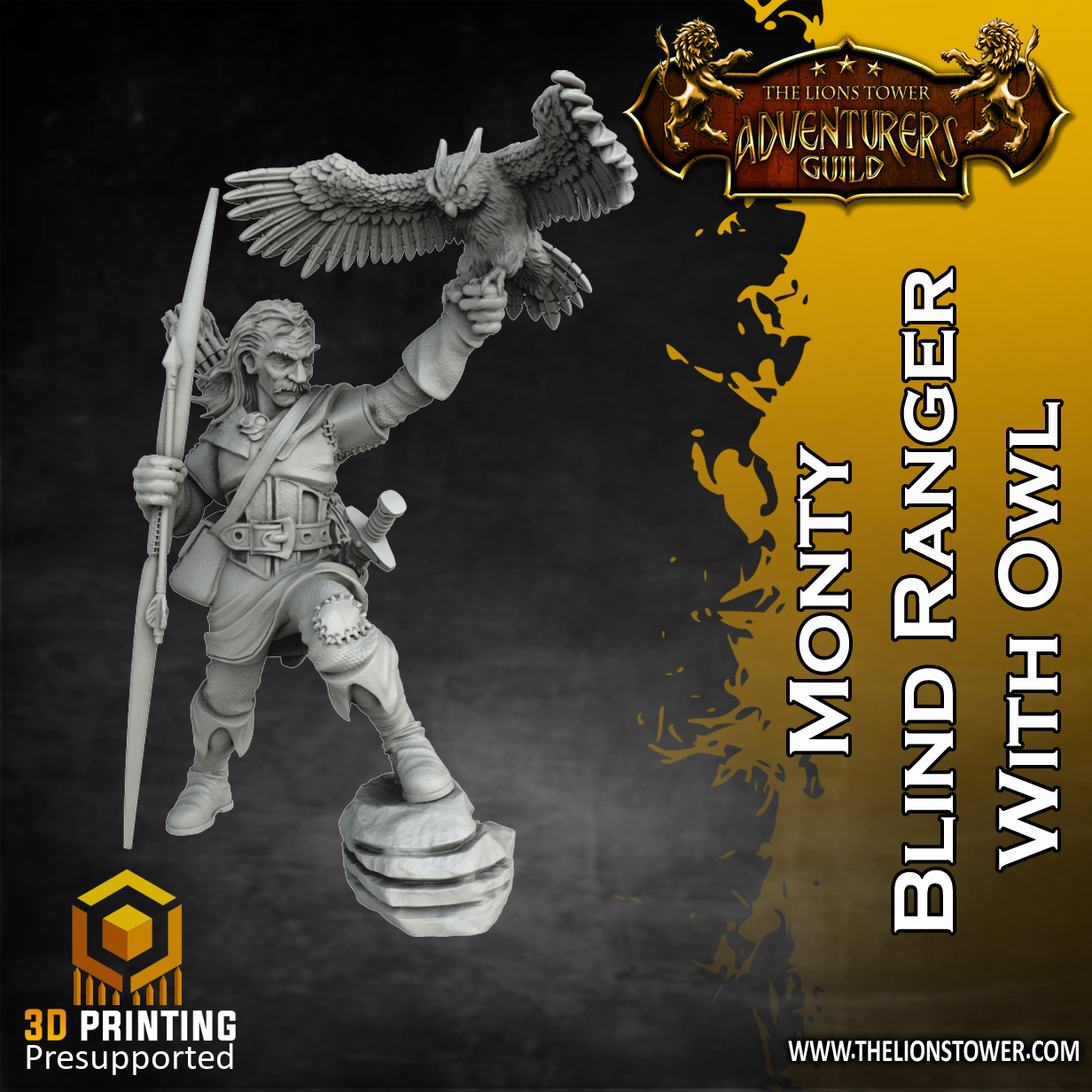 3D file Allies and Enemies - Monty, Blind Ranger with Owl (32mm scale ...