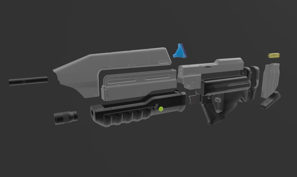 Fichier 3D gratuit Fusil d'assaut MA5B de Halo CE (Lumières de travail ...