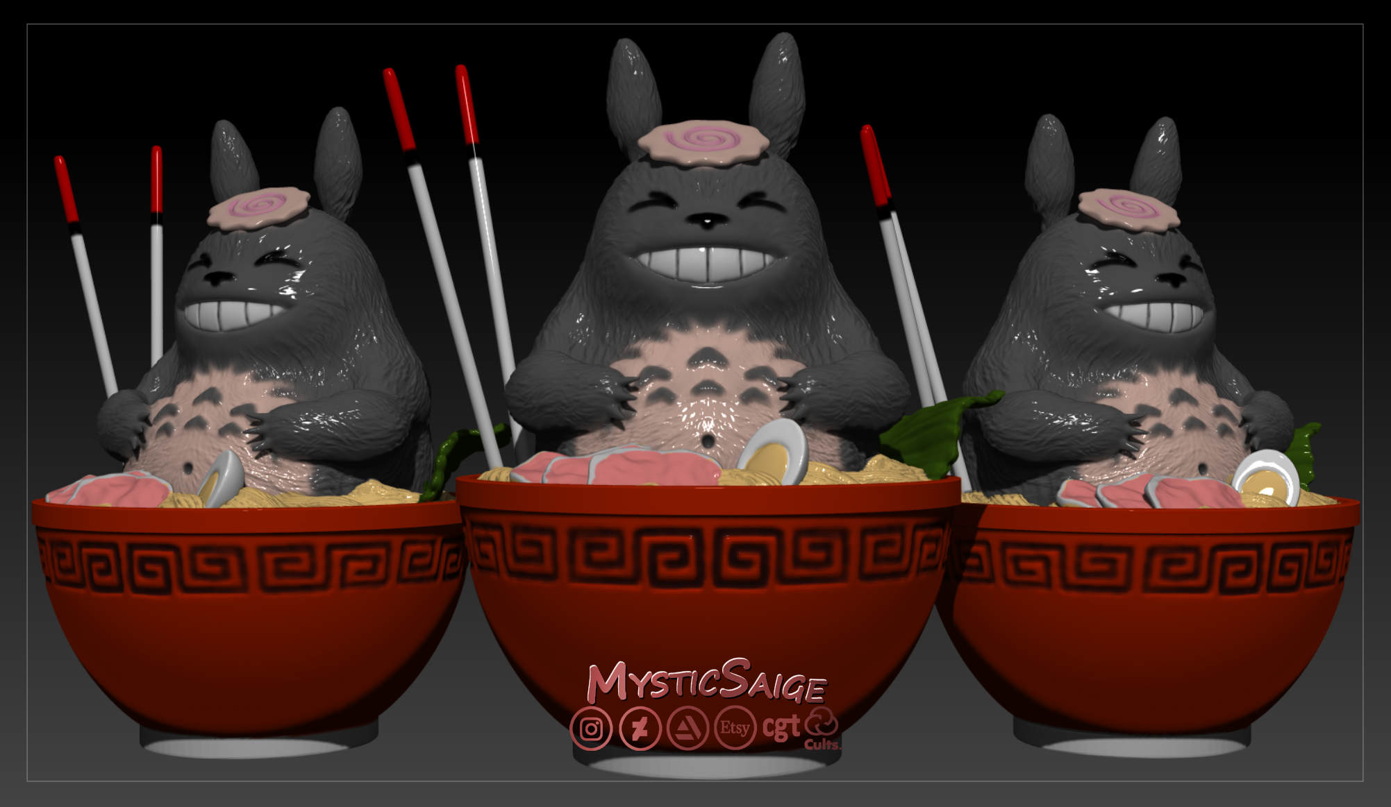 3D file Totoro Ramen Bowl - Coin Bank - Container 🍜・3D printer design ...