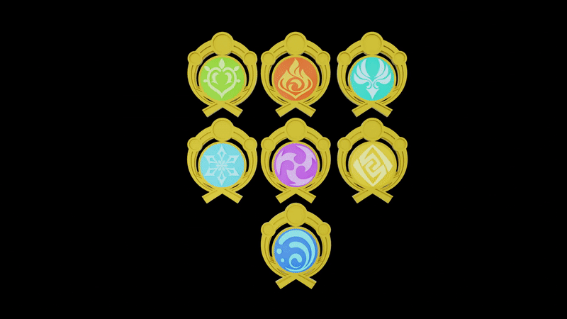 3D file Vision Inazuma - All elementals -Genshin Impact・3D printer ...