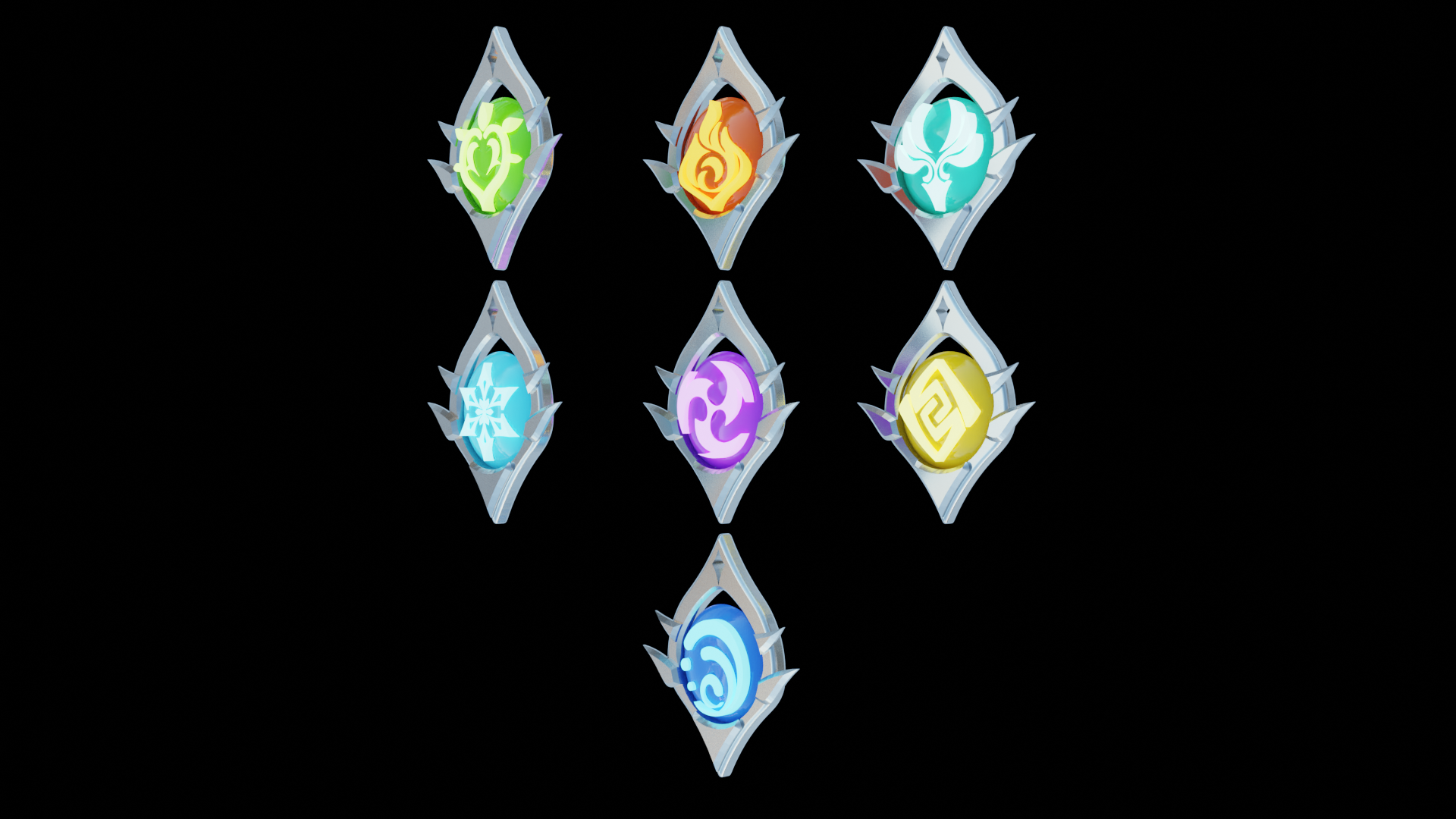 STL file Vision Fatui All Elementals - Genshin Impact 🎲・3D printer ...