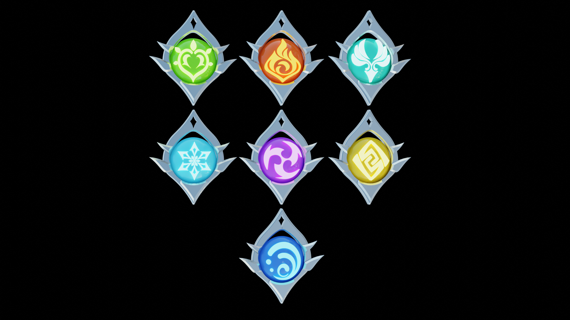 STL file Vision Fatui All Elementals - Genshin Impact 🎲・3D printer ...