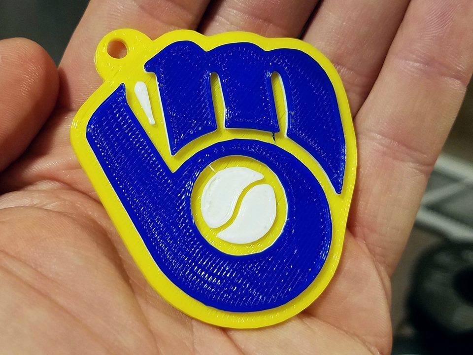 Free 3D file Milwaukee Brewers M&B Mitt Logo Keychain・3D printable ...