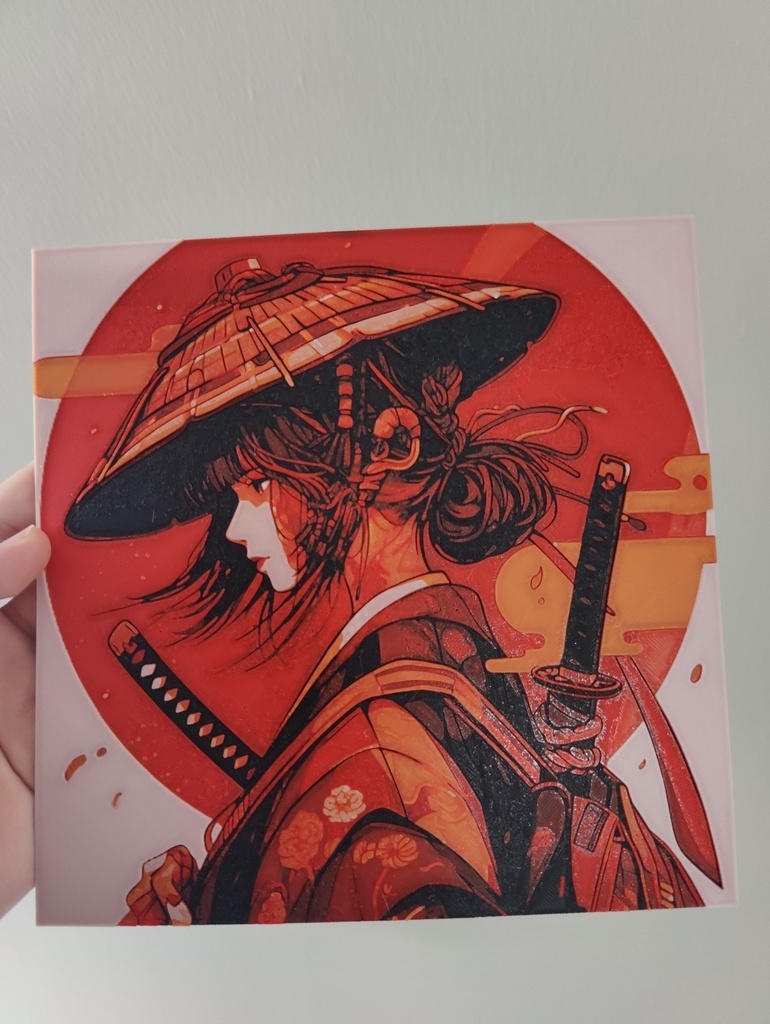 Free STL file HueForge Samurai Girl 🗡️・3D printing model to download・Cults