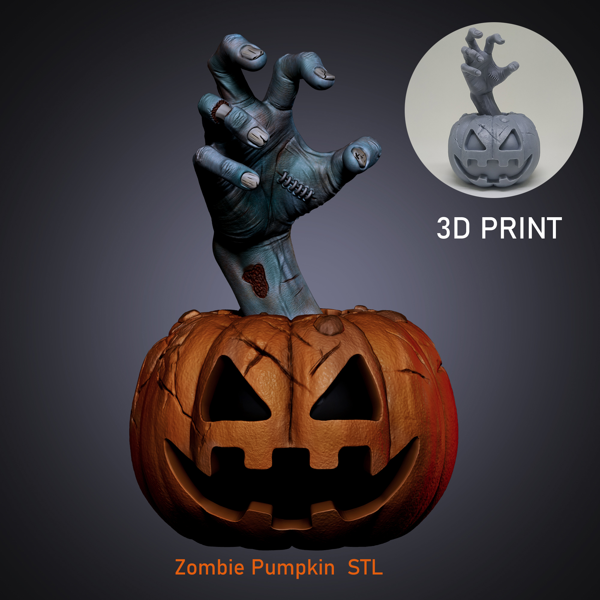 STL file Zombie Pumpkin STL・Design to download and 3D print・Cults