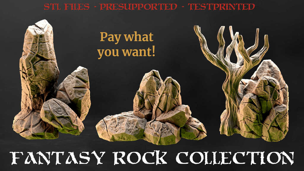 Free STL file Kickstarter Sample - Fantasy Rock Collection・Model to ...