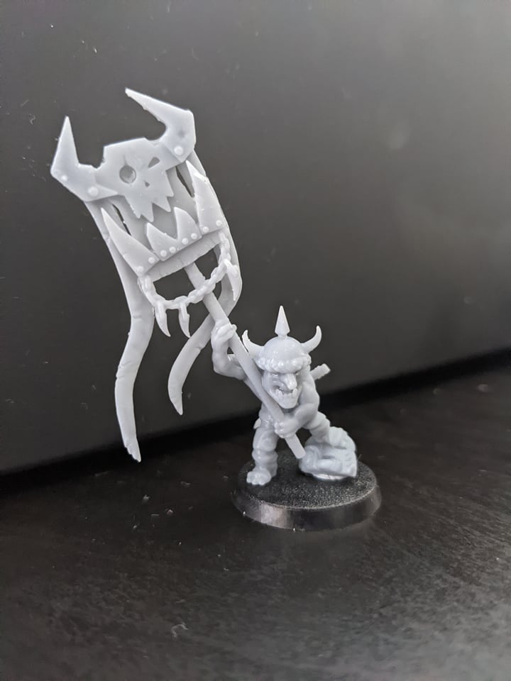 Free OBJ file Big Dakka Warlord's Suspiciously Lucky Grot with Banner ⚔ ...